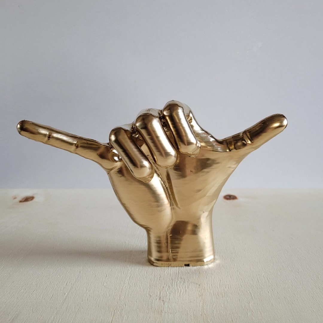 Gold Colored Hawaiian Shaka Hand Sculpture | Handcrafted Hawaiian Sign ...