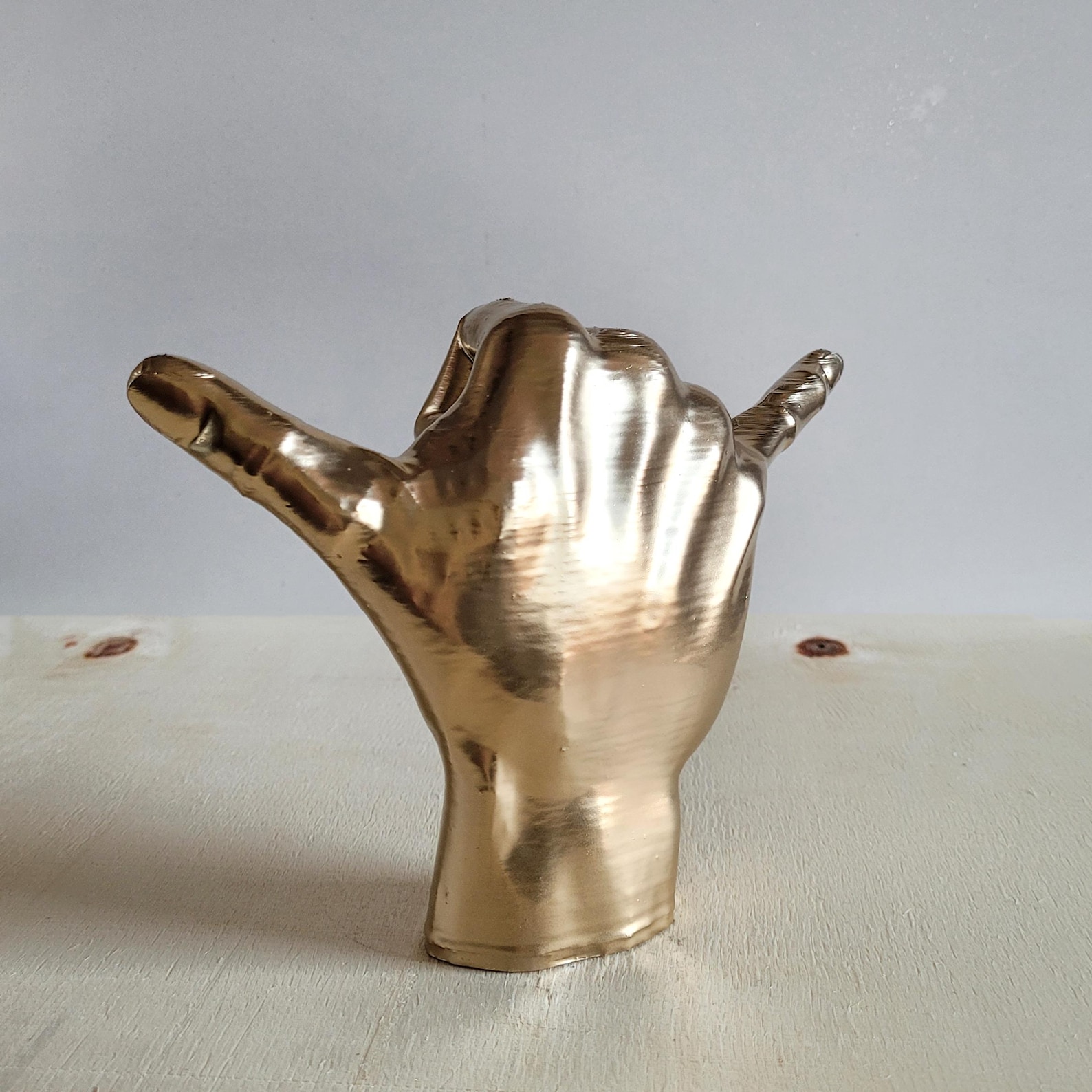Gold Colored Hawaiian Shaka Hand Sculpture | Handcrafted Hawaiian Sign ...