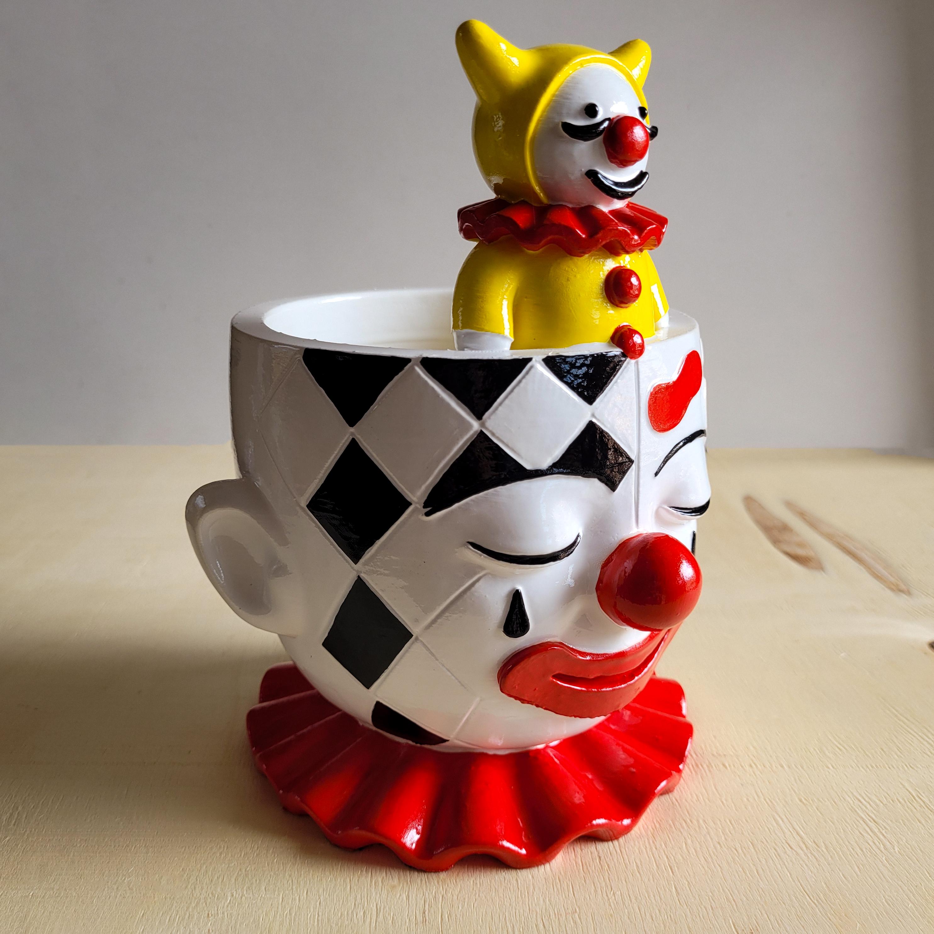 Double Clown Planter Pot | Quirky 3D Printed Circus Decor | Hand ...