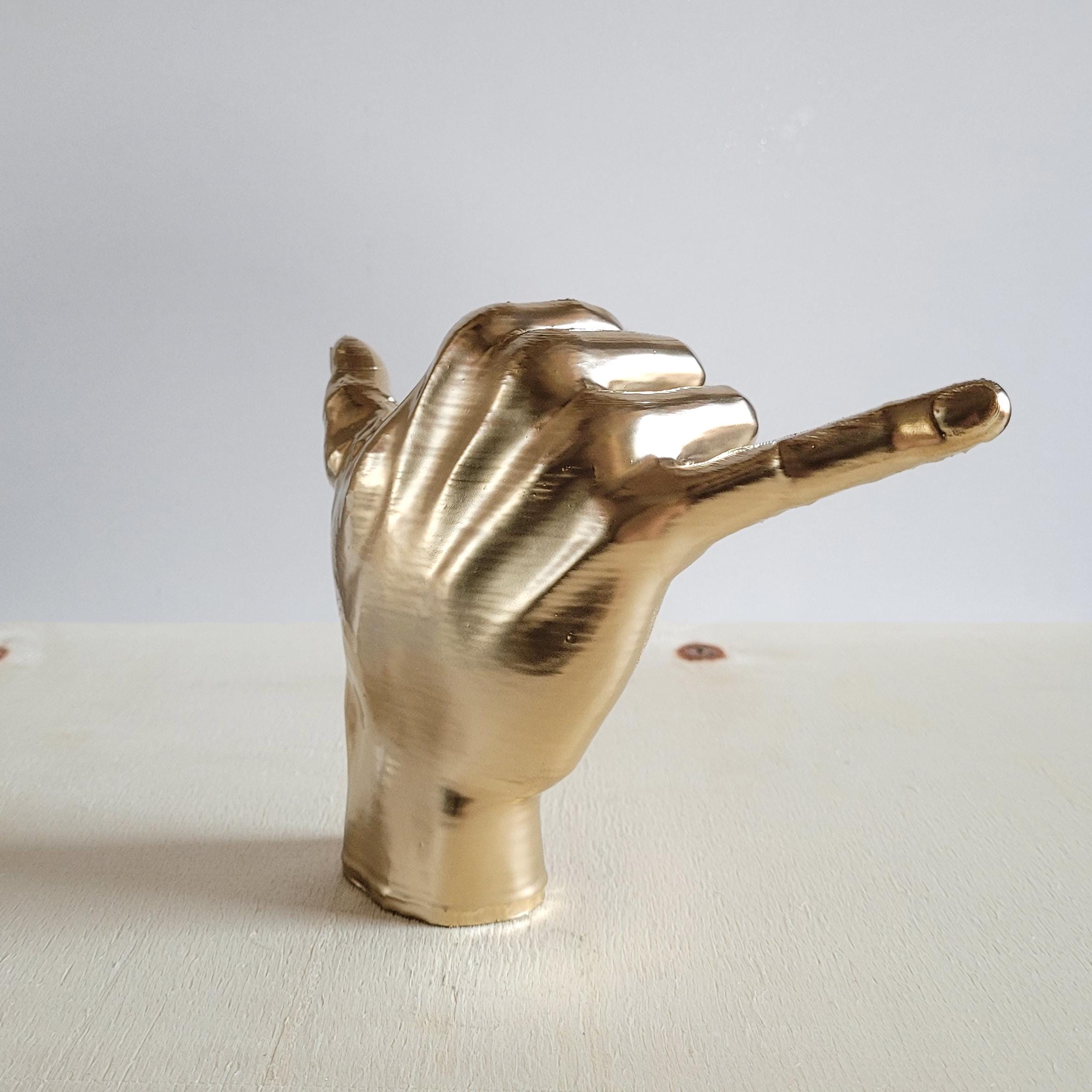 Gold Colored Hawaiian Shaka Hand Sculpture | Handcrafted Hawaiian Sign ...