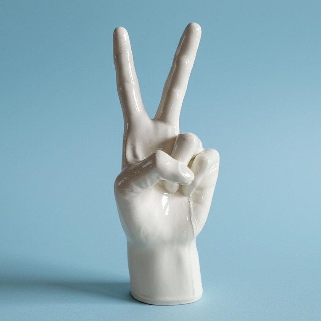 Bone White | Handmade Victory Sign Sculpture: Home Office Decor - Etsy