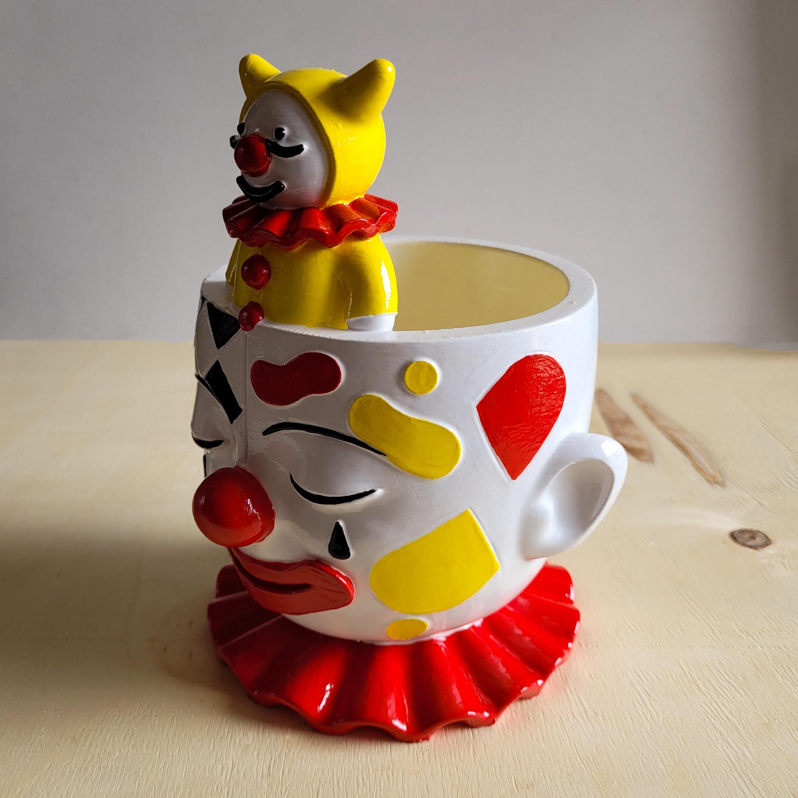 Double Clown Planter Pot | Quirky 3D Printed Circus Decor | Hand ...