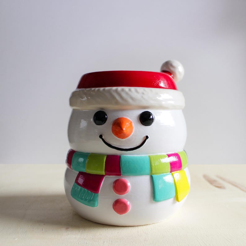 Snowman Planter | Christmas Decor Pot | Hand-painted 3D Printed ...