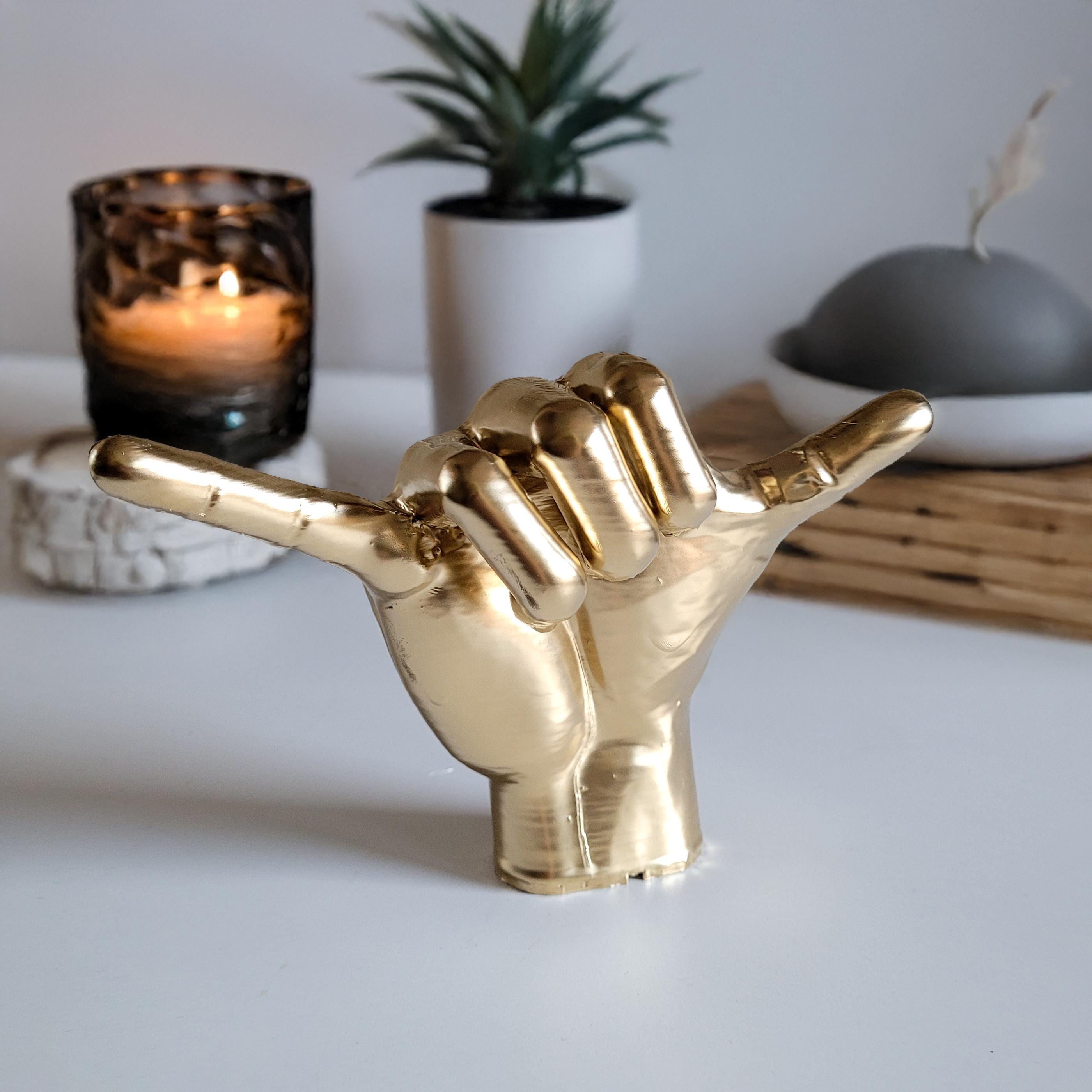 Gold Colored Hawaiian Shaka Hand Sculpture | Handcrafted Hawaiian Sign ...