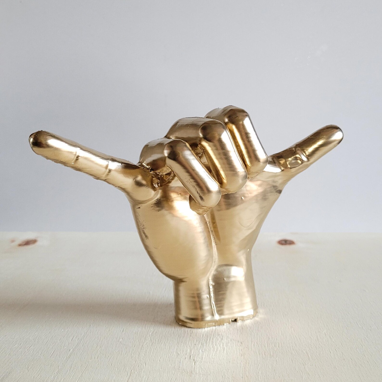 Gold Colored Hawaiian Shaka Hand Sculpture | Handcrafted Hawaiian Sign ...