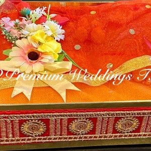 Handmade Wedding Thaal: Decorative Bari Gift Box With Organza Envelope ...