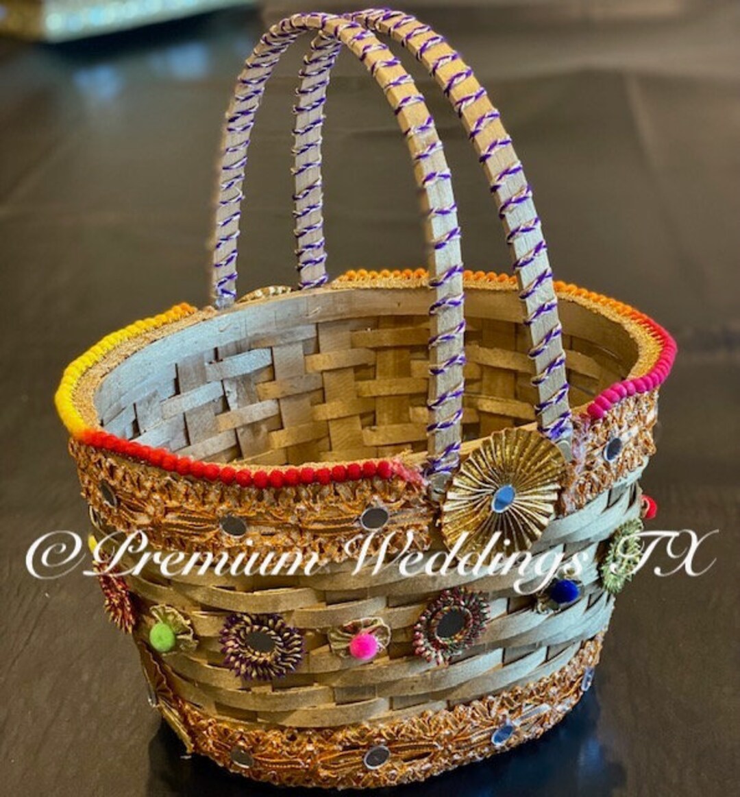 Gold Wedding Basket: Indian Mehndi, Haldi Decor - Etsy