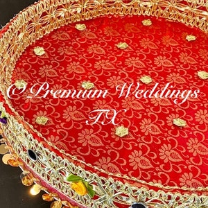 Red Mehndi Thaali , Mehndi Plate, Thaali, Puja Thaali, Mehndi Decor ...
