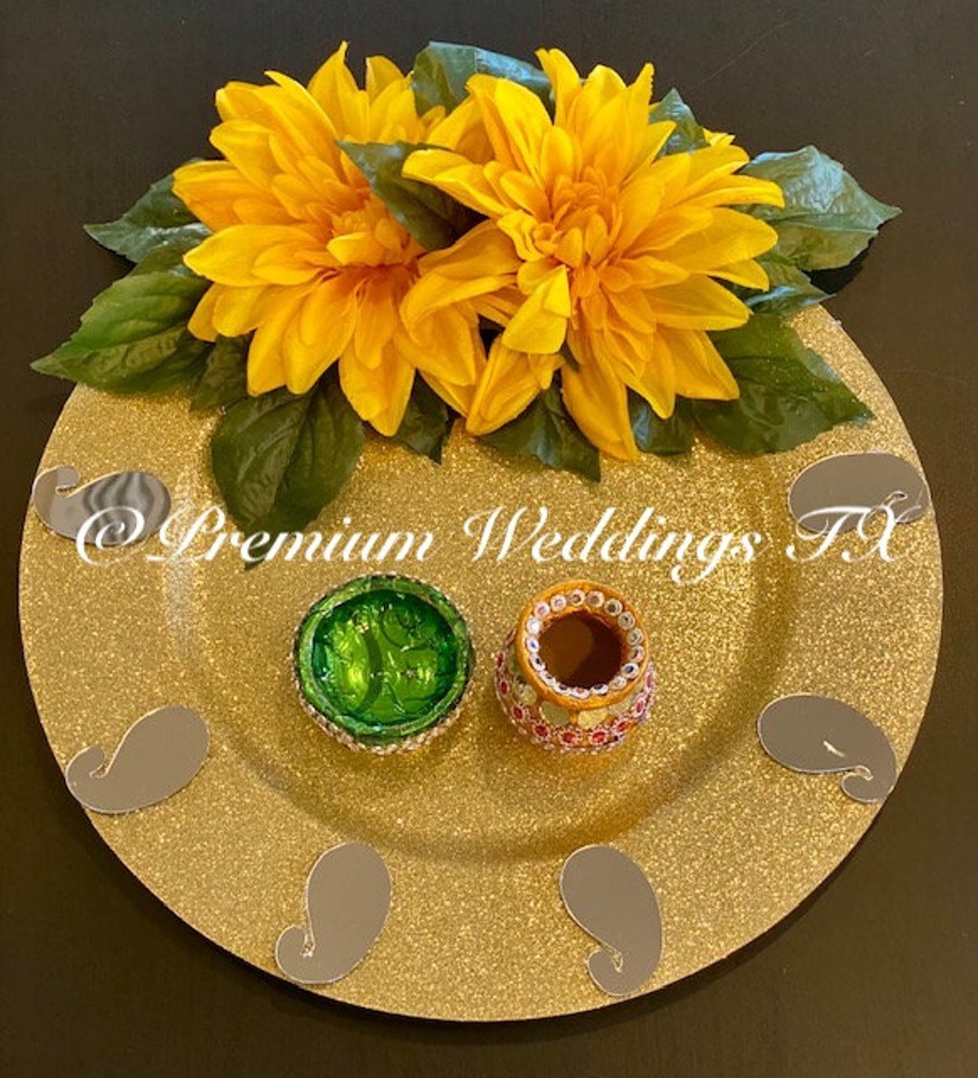 1ct Gold Mehndi Thaali,mehndi Plate,thaali,puja,mehndi Decor,mayoon ...