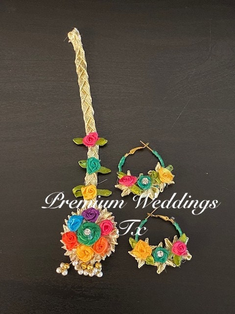 Kids Gold Gotta Jewelry Set: Handmade Indian Wedding Earrings & Tikka ...