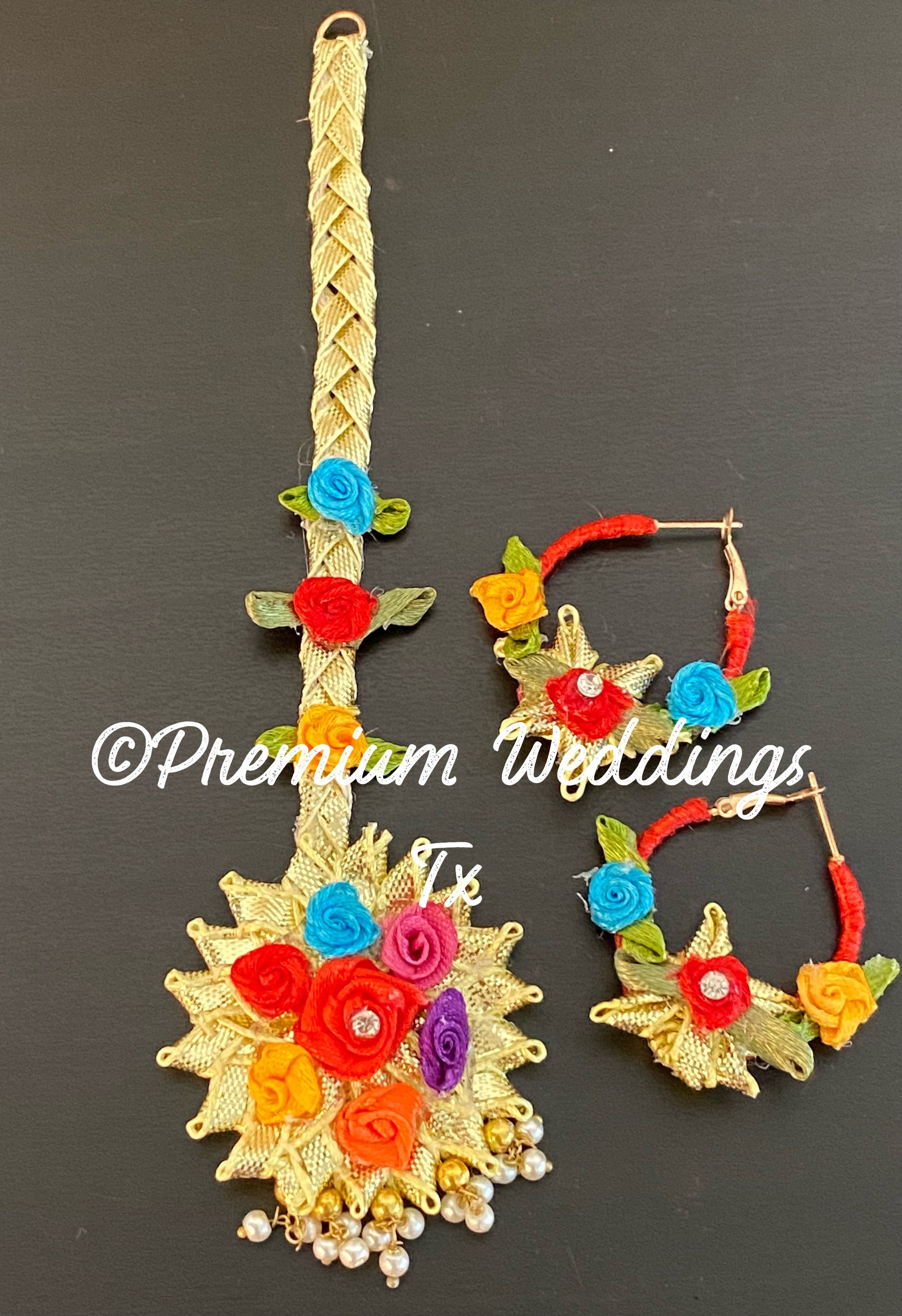 Kids Gold Gotta Jewelry Set: Handmade Indian Wedding Earrings & Tikka ...