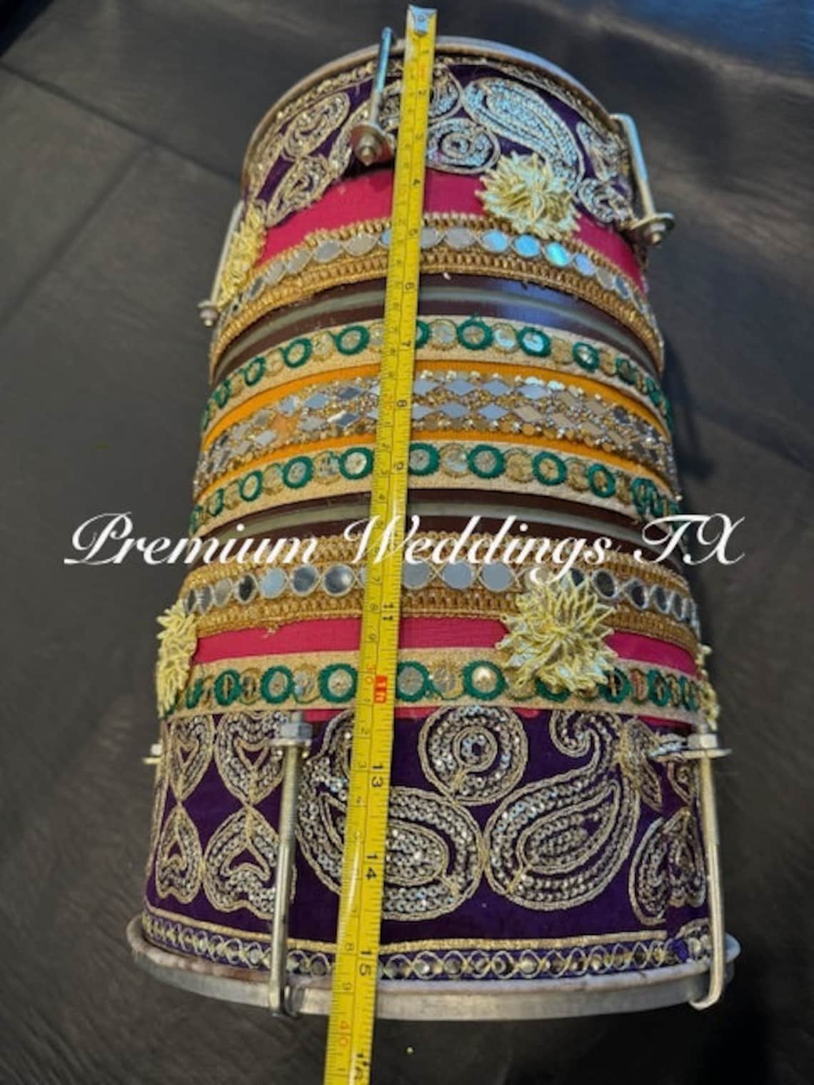 Handmade Sangeet Dhol: Indian Wedding Decor, Musical Instrument - 1ct ...