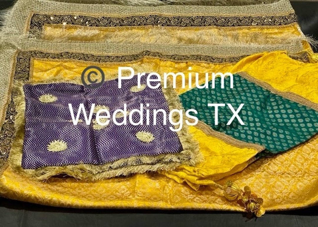 Haldi Mayoon Decor Set: Banarsi Chaddar, Silk Pillow Covers - Etsy