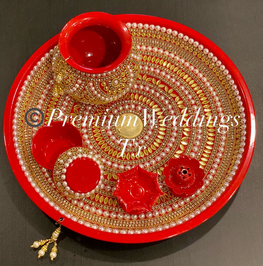 Puja Thali Set, Hennathali, Gold Thali,home Decor,nikkah,shaadi ...