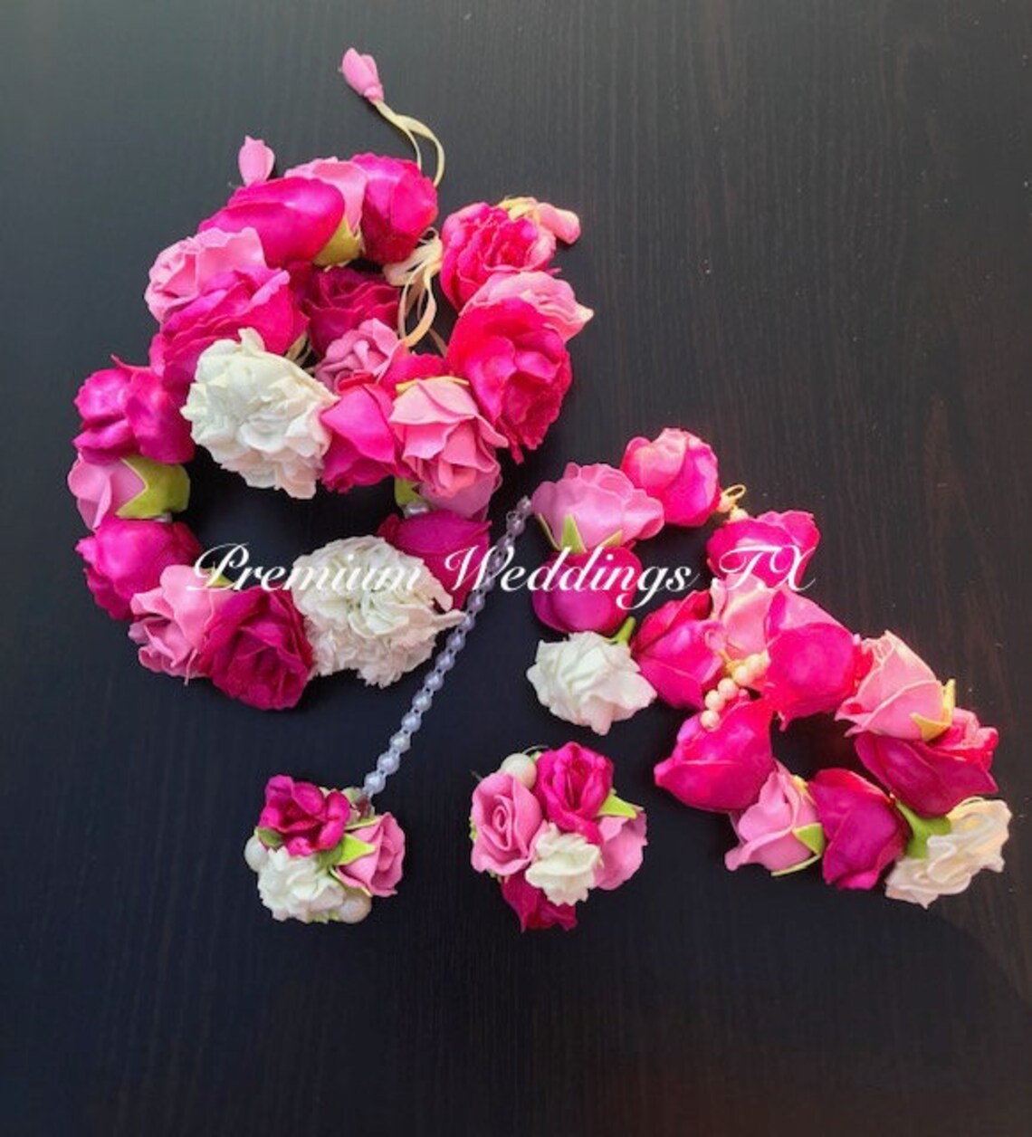 Gajra Pink Flower Gajra Set Boho Jewelry Wedding Pithi | Etsy