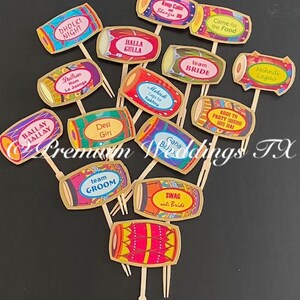 Shaadi Cupcake Toppers: Dholki Sangeet Decor, Mithai Food Picks (15ct ...