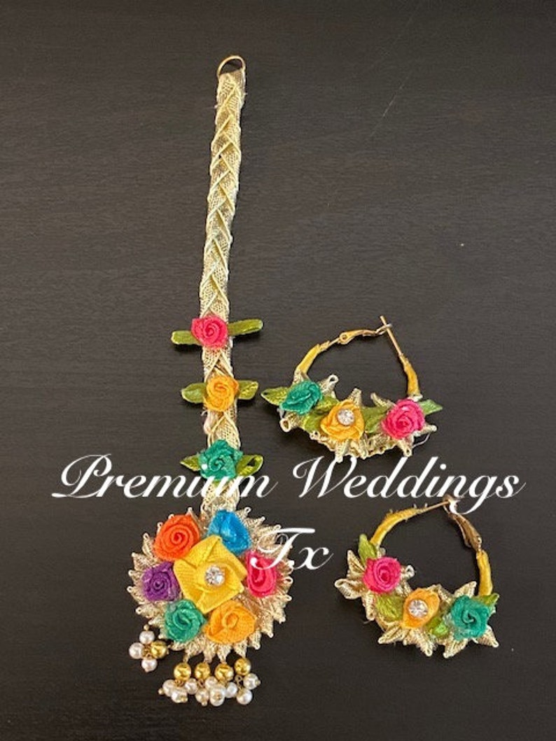 Kids Gold Gotta Jewelry Set: Handmade Indian Wedding Earrings & Tikka ...