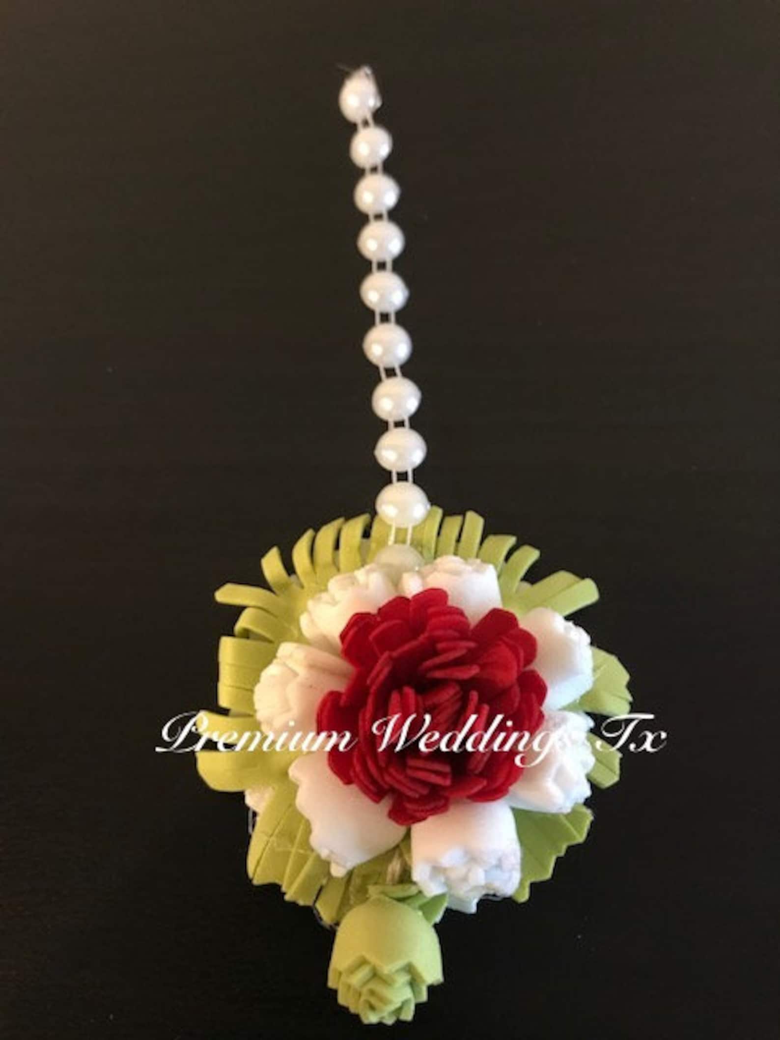 Gajra Red Flower Gajra Set Boho Jewelry Wedding Pithi - Etsy