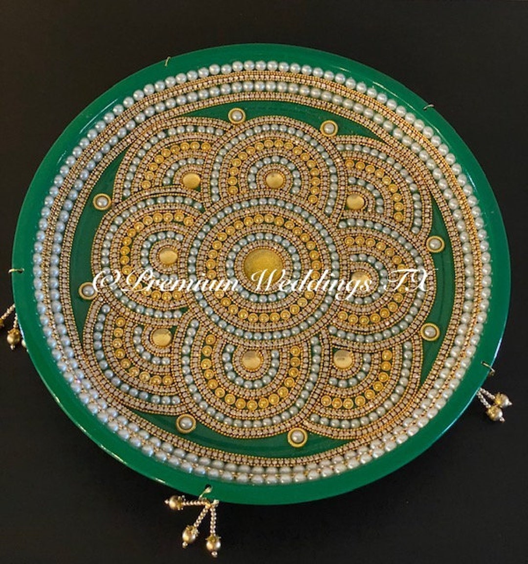 Green Puja Thali, Puja Thali Set, Pooja Thali Set, Haldi Thali Set ...