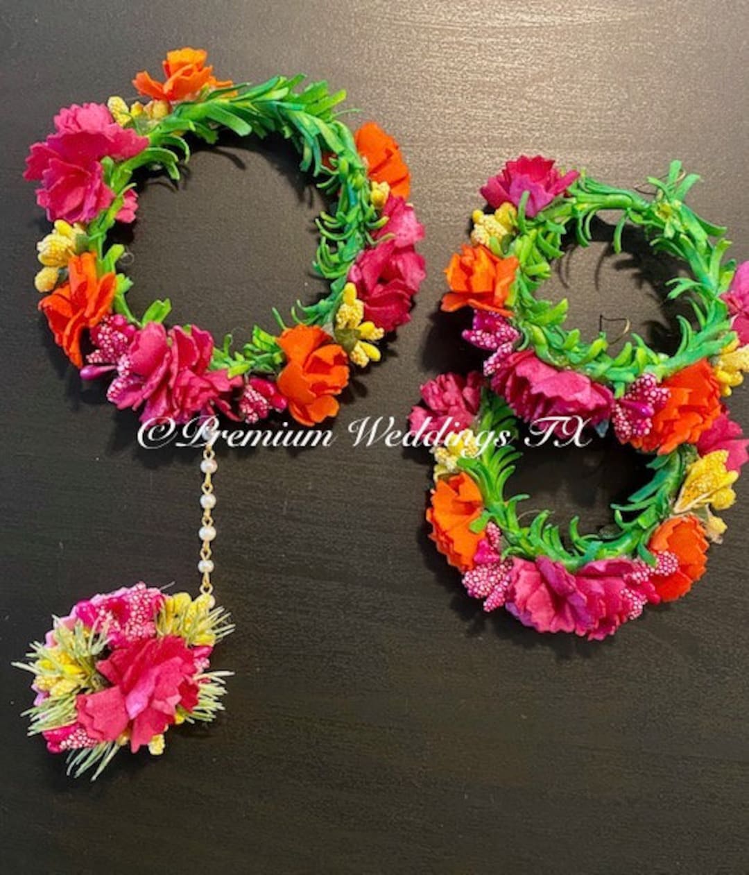 Gajra Set, Flower Gajra Set, Boho Jewelry, Wedding, Pithi Bangle ...