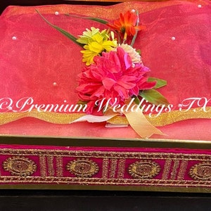 Handmade Wedding Thaal: Decorative Bari Gift Box With Organza Envelope ...