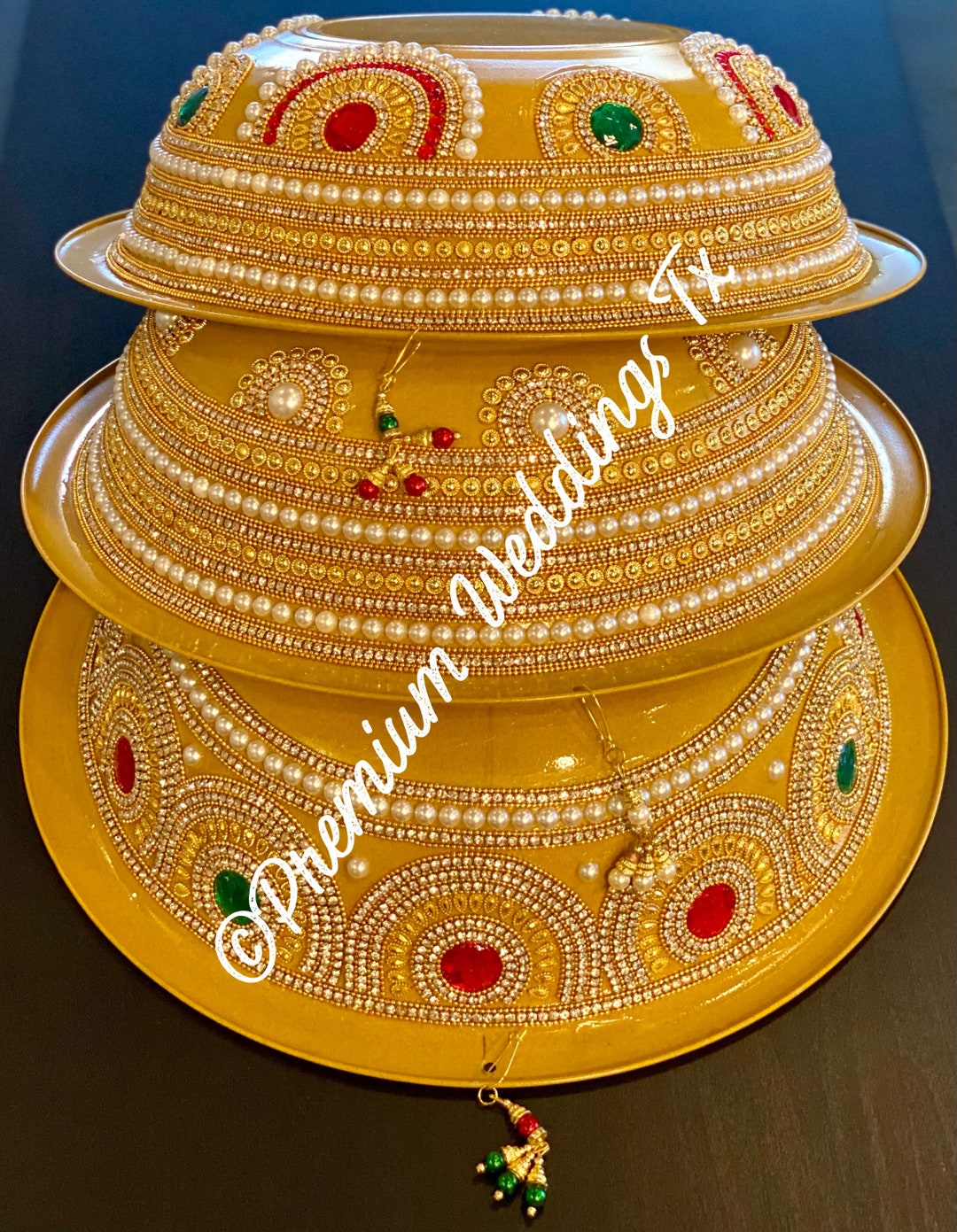 1 Golden Decorative Bowl, Shaadi, Mehdni, Haldi, Uptan, Khoba Khobi ...