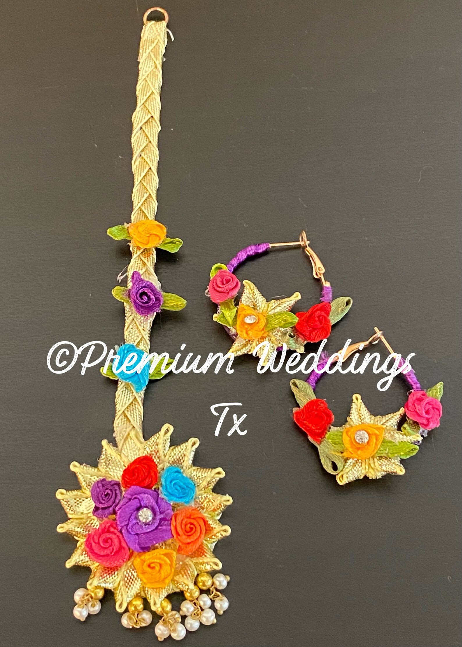 Kids Gold Gotta Jewelry Set: Handmade Indian Wedding Earrings & Tikka ...