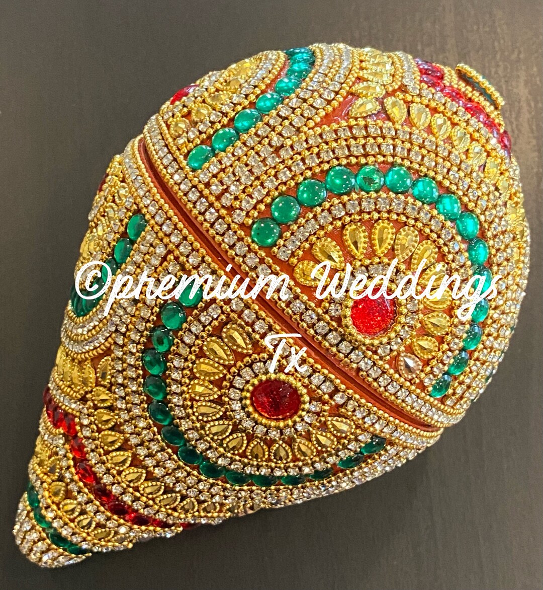 Rhinestone Coconut Cover: Indian Wedding Decor, Puja Kalesh - Etsy