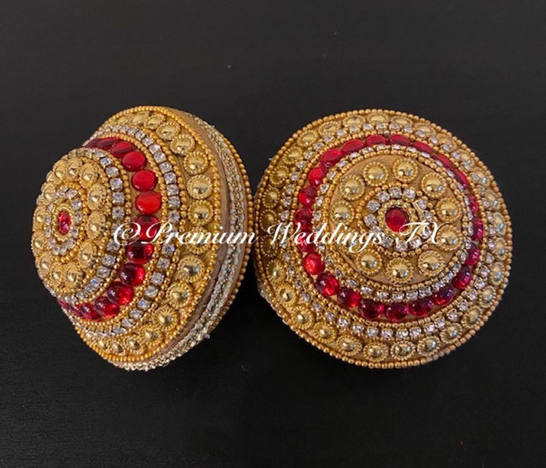Handmade Wedding Sapatia: Rhinestone & Pearl Decorated Clay Plates (2ct ...