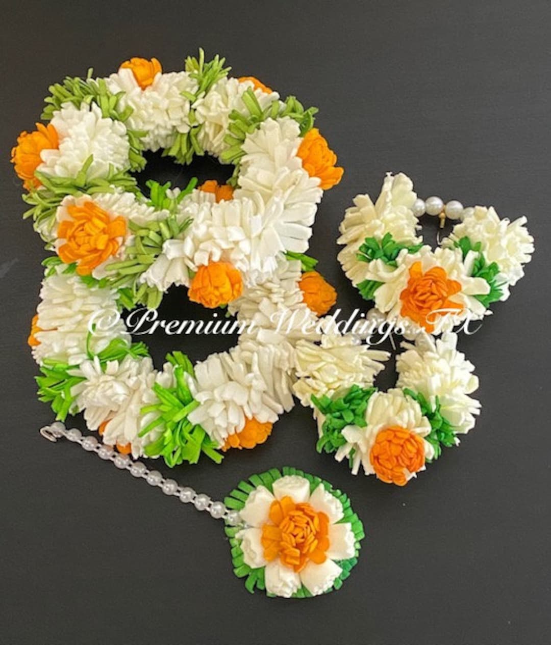 Gajra, Flower Gajra Set, Boho Jewelry, Wedding, Pithi Bangle, Mehndi ...