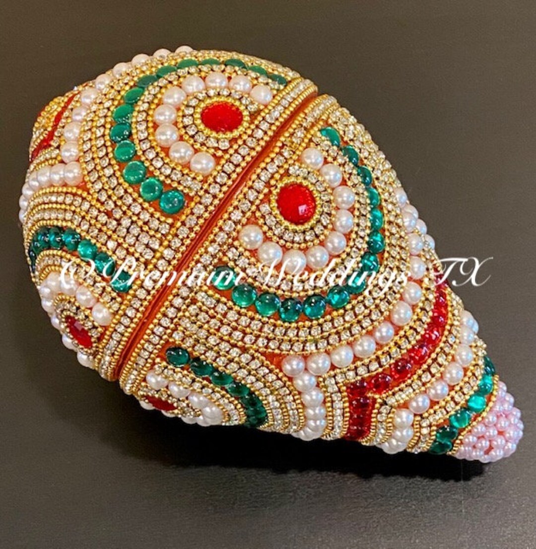 Rhinestone Coconut Cover: Indian Wedding Decor, Puja Kalesh - Etsy