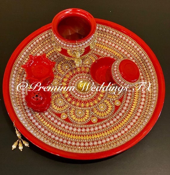 Puja Thaali Set Henna Thaali Thaali Haldi Decor Haldi - Etsy
