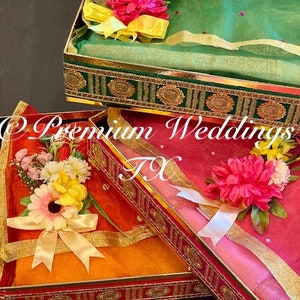Handmade Wedding Thaal: Decorative Bari Gift Box With Organza Envelope ...