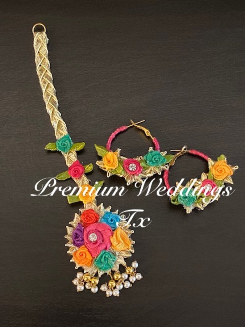 Kids Gold Gotta Jewelry Set: Handmade Indian Wedding Earrings & Tikka ...
