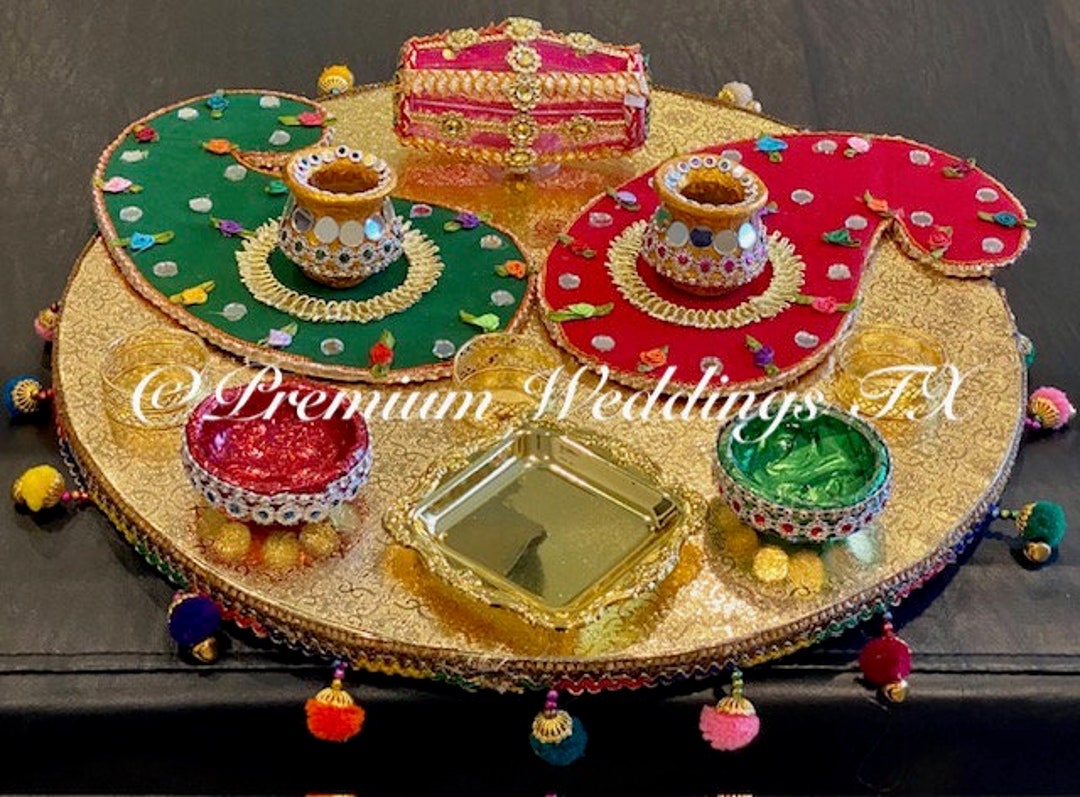 Set of Mehndi Thaali, Thaali, Shaadi, Shaadi Decor, Dulhan, Mehndi ...