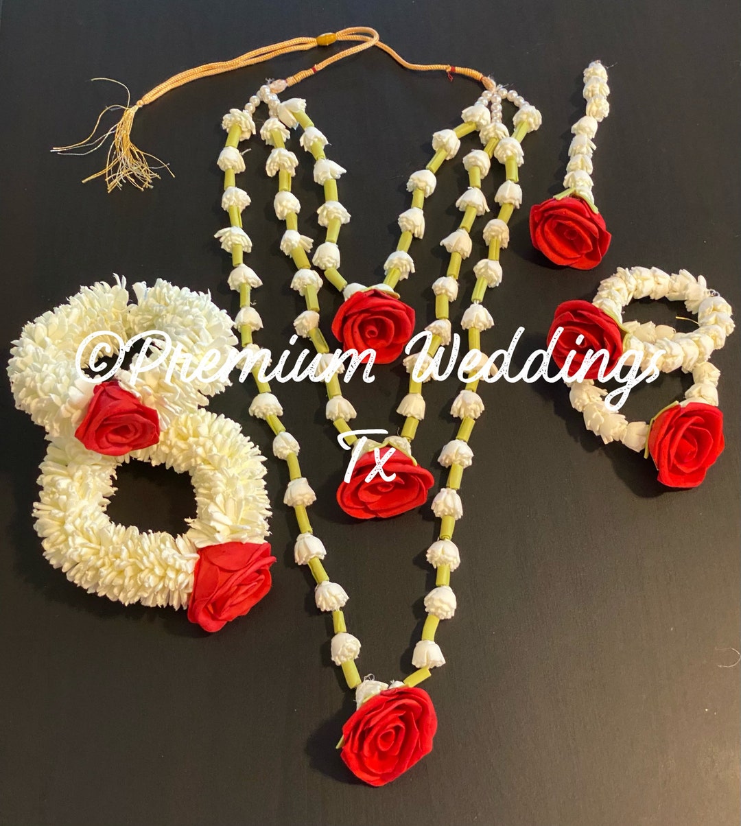 Gajra, Flower Gajra Set, Boho Jewelry, Wedding, Pithi Bangle, Mehndi ...