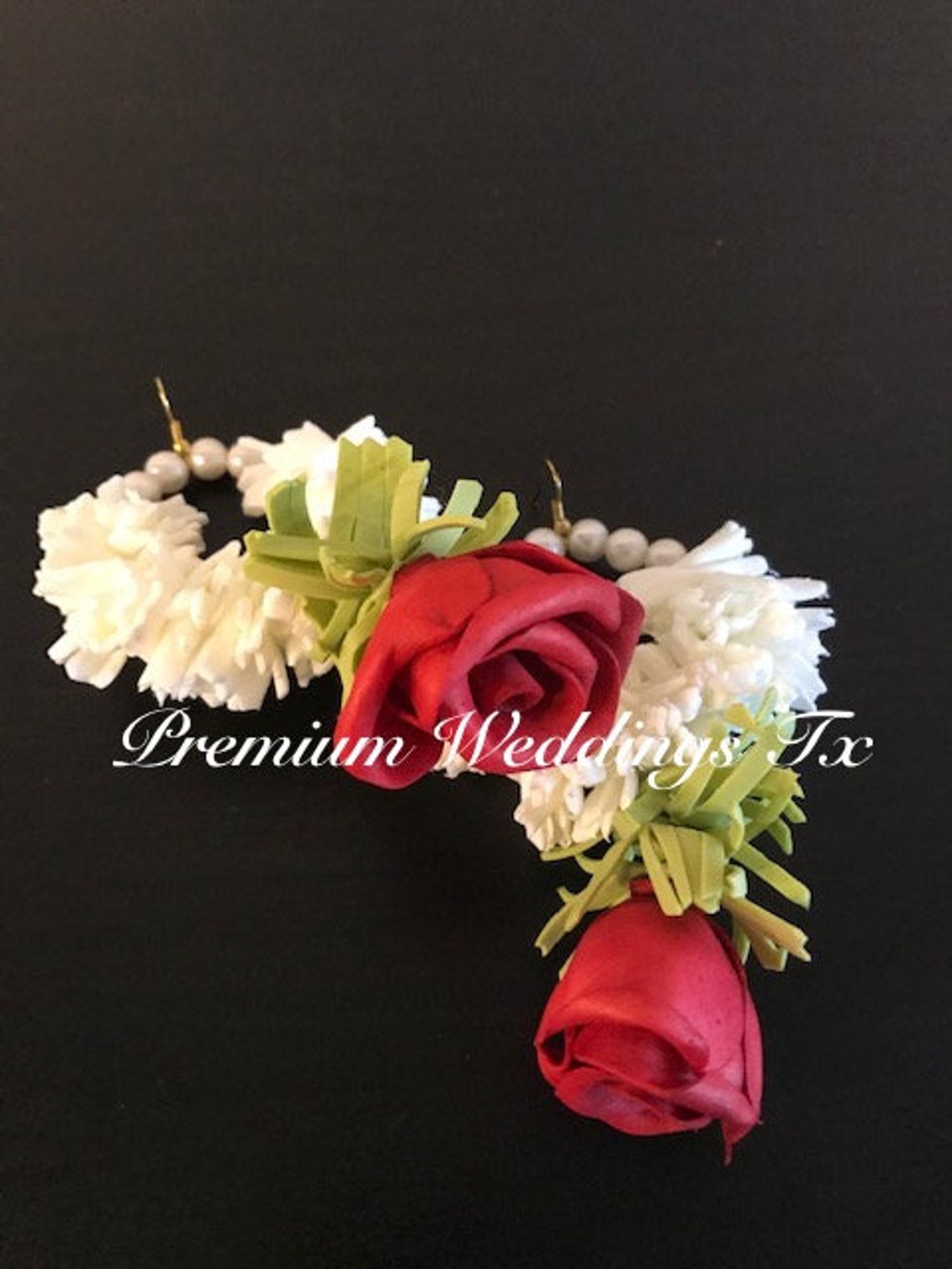 Gajra Red Flower Gajra Set Boho Jewelry Wedding Pithi - Etsy