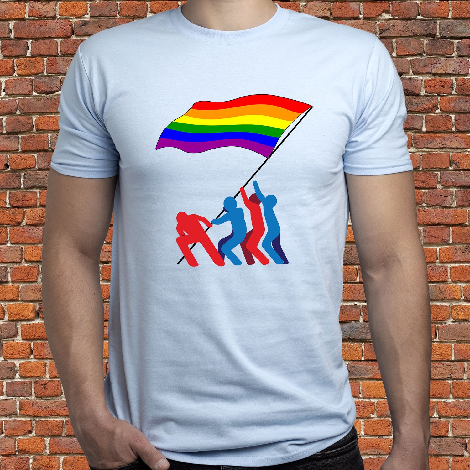 Raising Lgbt Flag T Shirt Lgbt T Shirt Pride Parade Tshirt Etsy