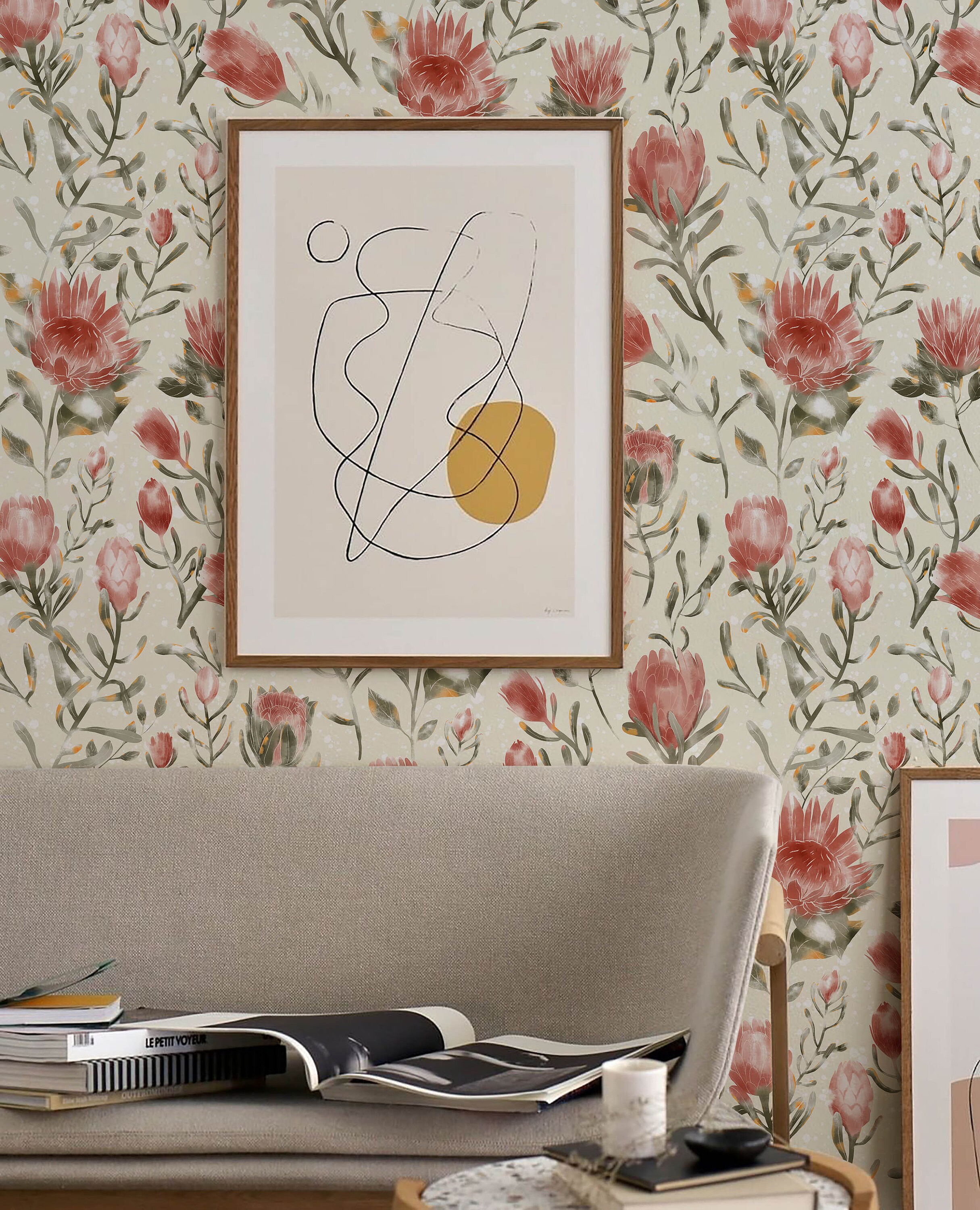 Vintage Floral Wallpaper Botanical Wallpaper Watercolor Etsy