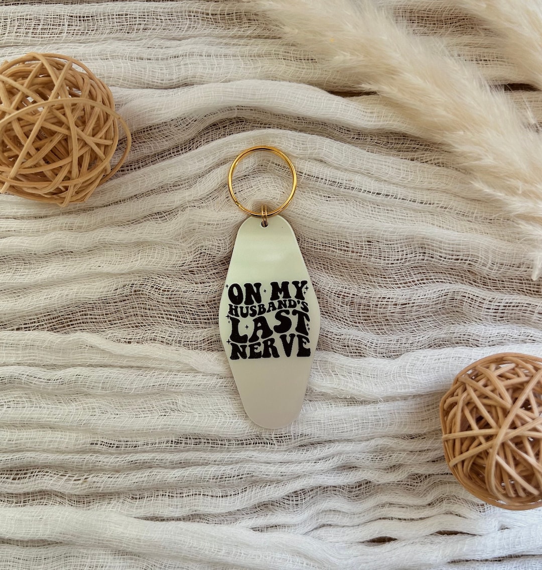 On My Husbands Last Nerve Keychain, Retro Inspired Motel Keychains ...