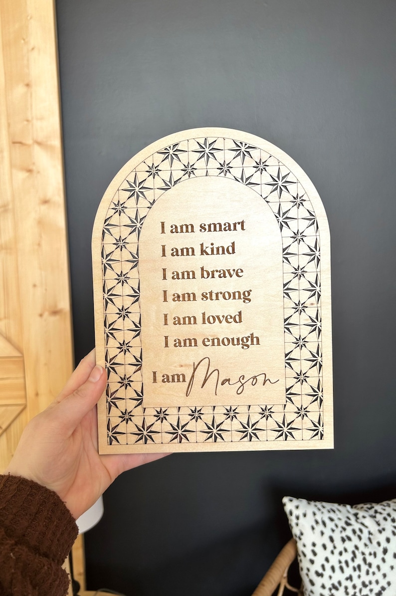 Personalized Self Affirmations Sign, Daily Affirmations, Wooden Kids ...