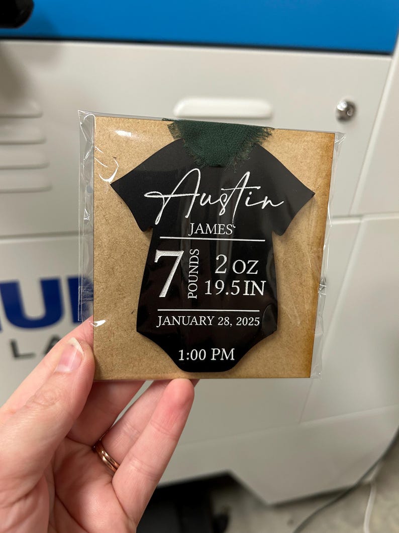 Personalized Baby Birth Stat Ornament – Custom Acrylic Onesie Keepsake ...