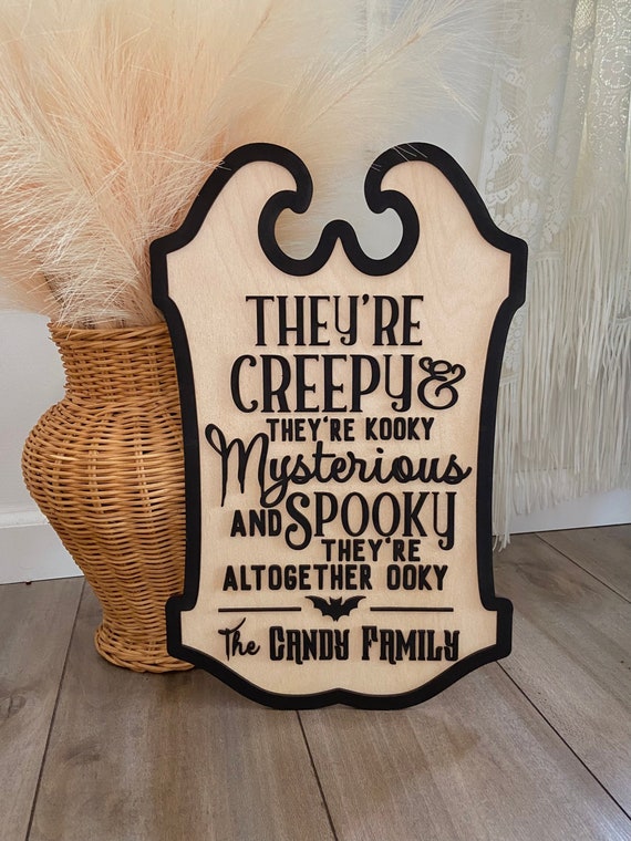 Personalized Addams Family Inspired Sign Wooden Halloween - Etsy