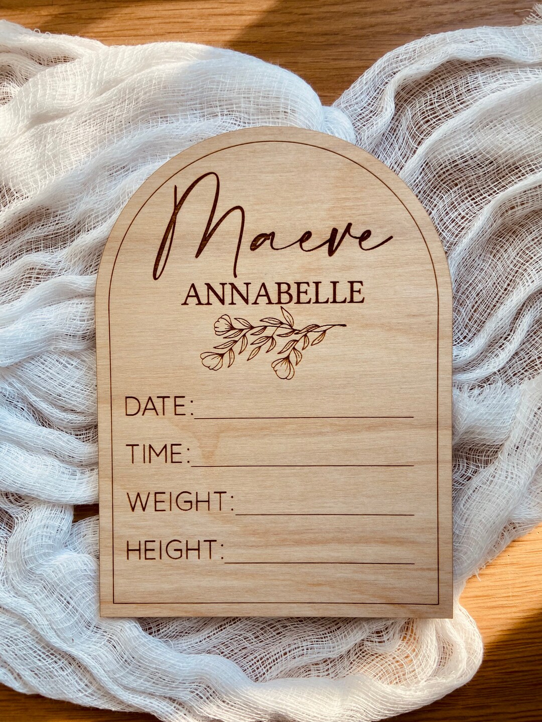 Arch Baby Stat Sign, Wooden Baby Stats Sign, Baby Welcome Sign, Boho ...