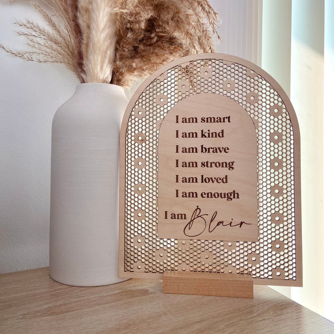 Personalized Self Affirmations Sign, Wooden Kids Sign, Kids Room Decor ...