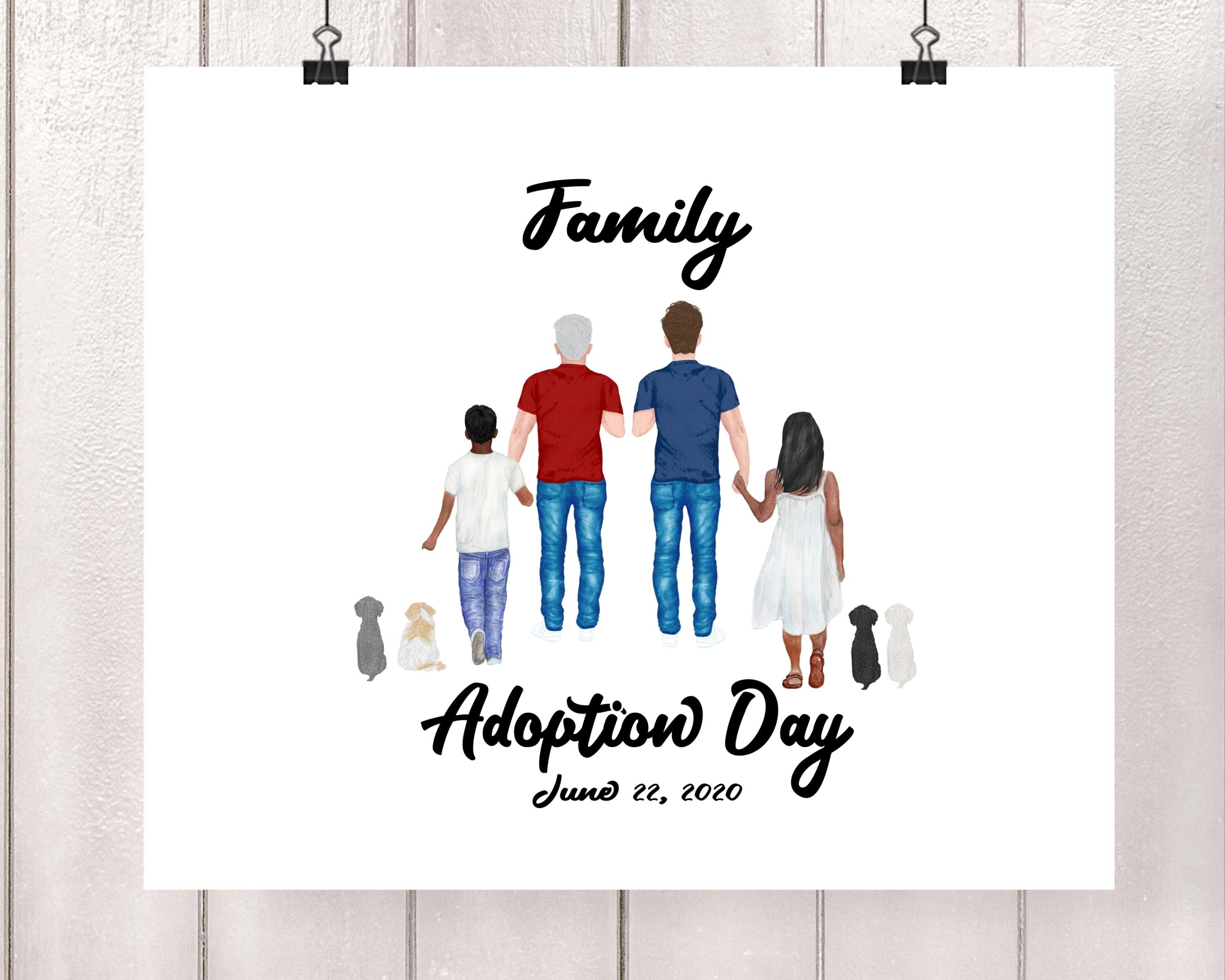 PRINT YOUR OWN Adoption Day Personalized Family Portrait | Etsy
