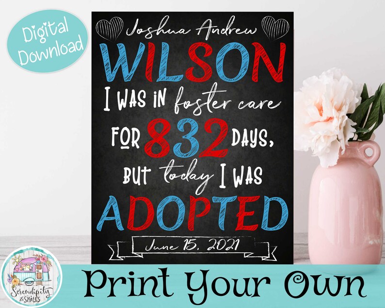 Adoption Date Chalkboard Printable Sign Adoption Gift - Etsy Adoption Date Chalkboard Printable Sign Adoption Gift - Etsy