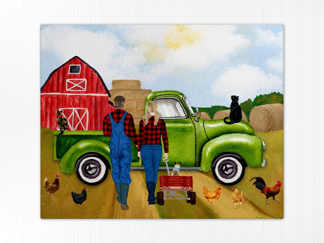 Farm Family Portrait Illustration - Drawing With Pets - Digital ...