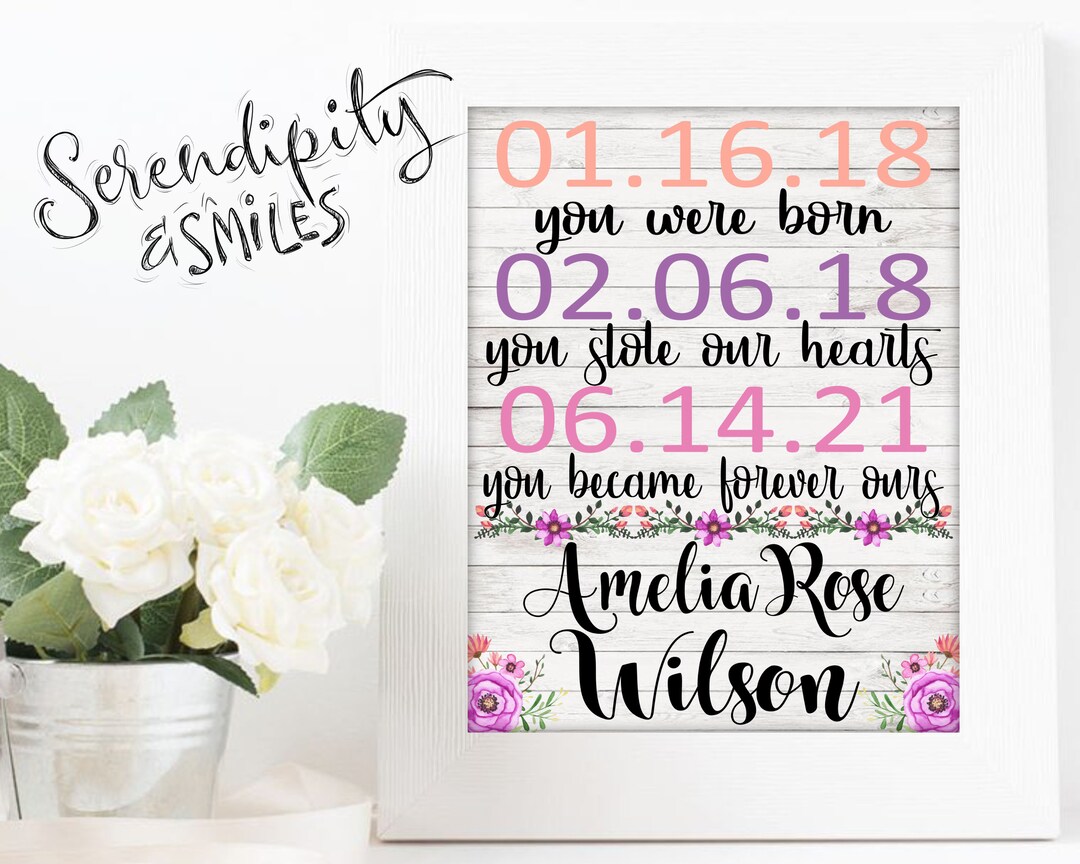Adoption Date Digital Download Printable - Flowers - Adoption Gift ...