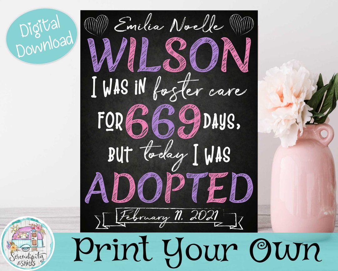 Adoption Date Chalkboard Printable Sign Adoption Gift Adoption ...